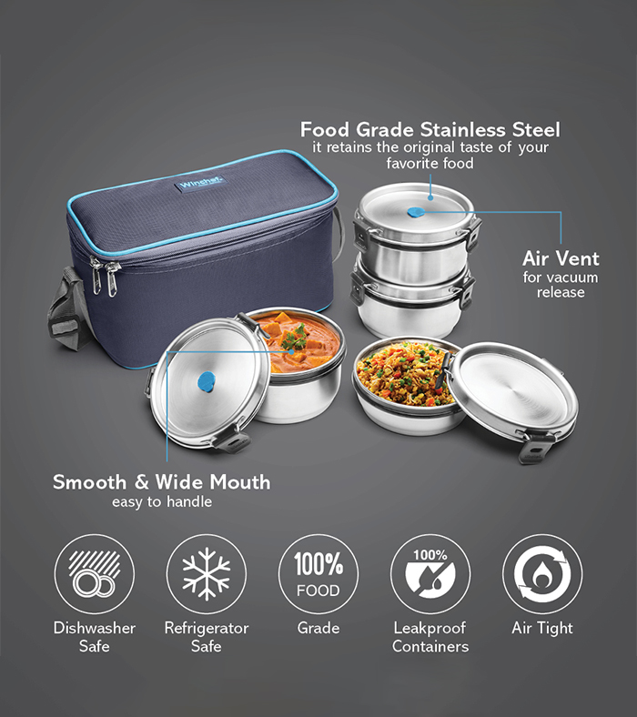 Winchef-Regal W/I 4 DECK Stainless Steel Insulated Lunch Box Set of 4 ...