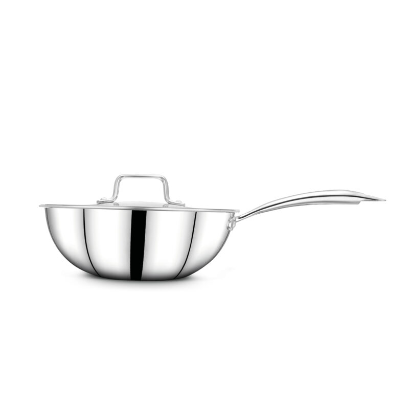 Winchef Triply Stainless Steel Steelanium Deep Fry Pan with lid, Gas ...